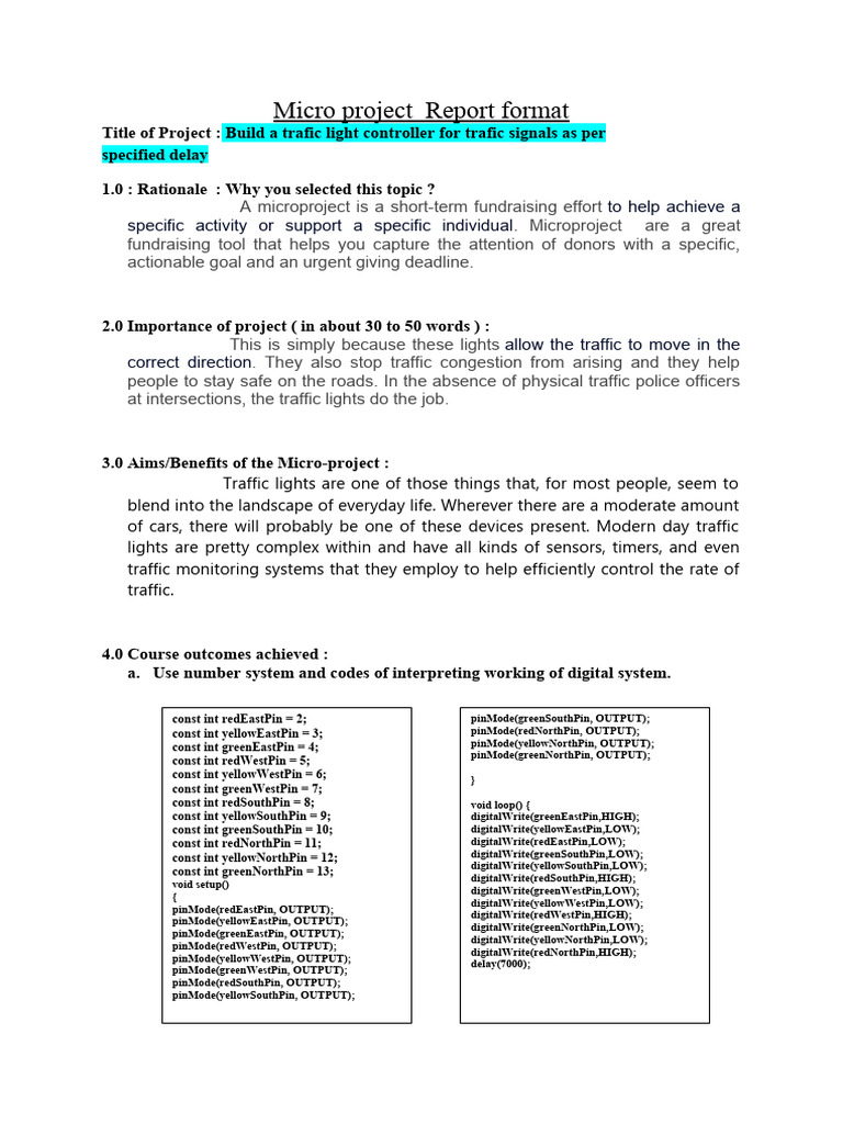 Micro Project Report Format | PDF | Traffic | Traffic Light