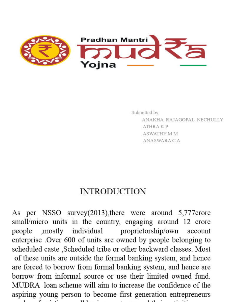 MUDRA Loan Scheme Overview and Benefits | PDF | Loans | Interest