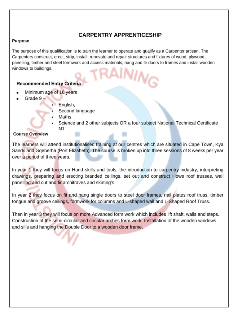 7 Carpenter APPRENTICESHIP May 2021 | PDF | Carpentry | Framing (Construction)