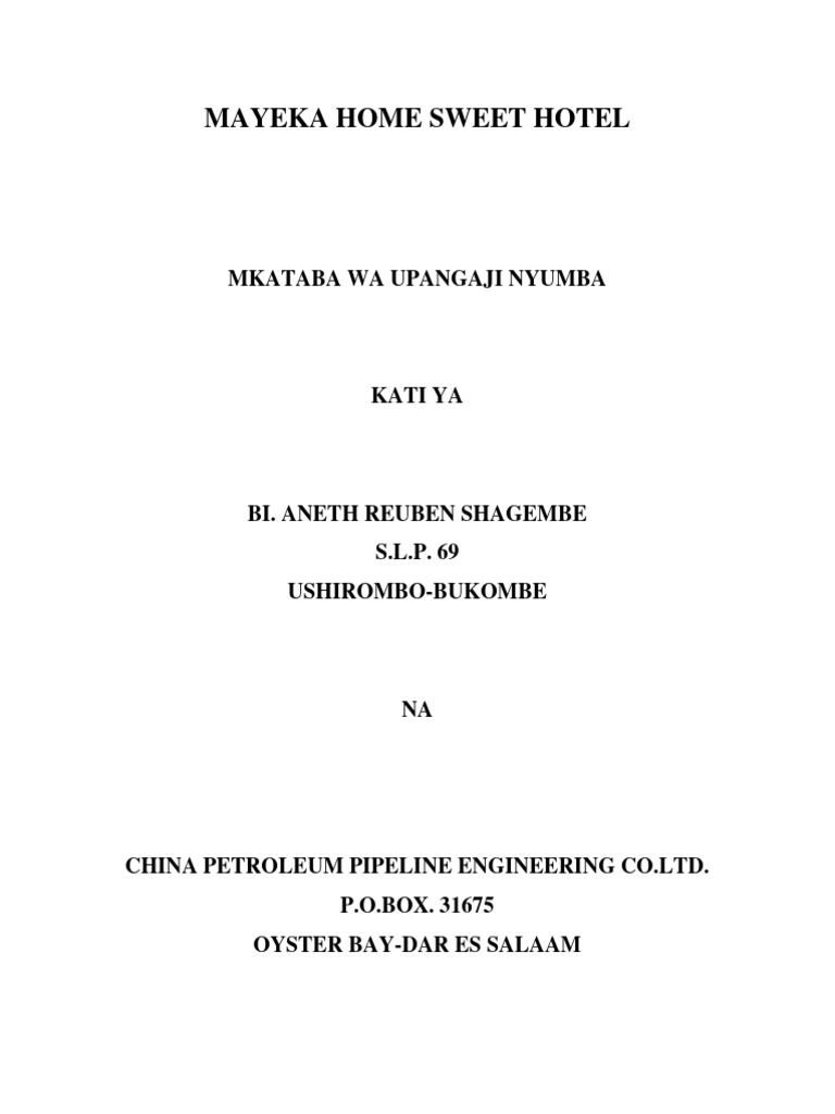 Nyumbani Mkataba - 092532 | PDF