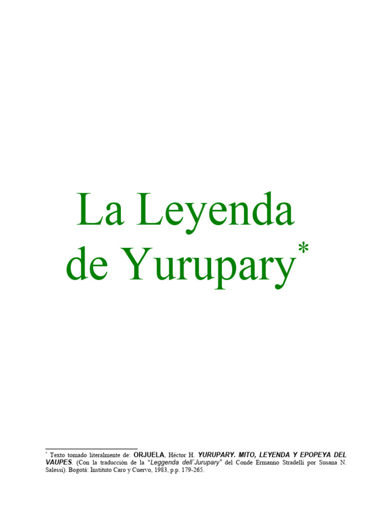La Leyenda de Yurupary Hector Orjuela | PDF | Pena capital