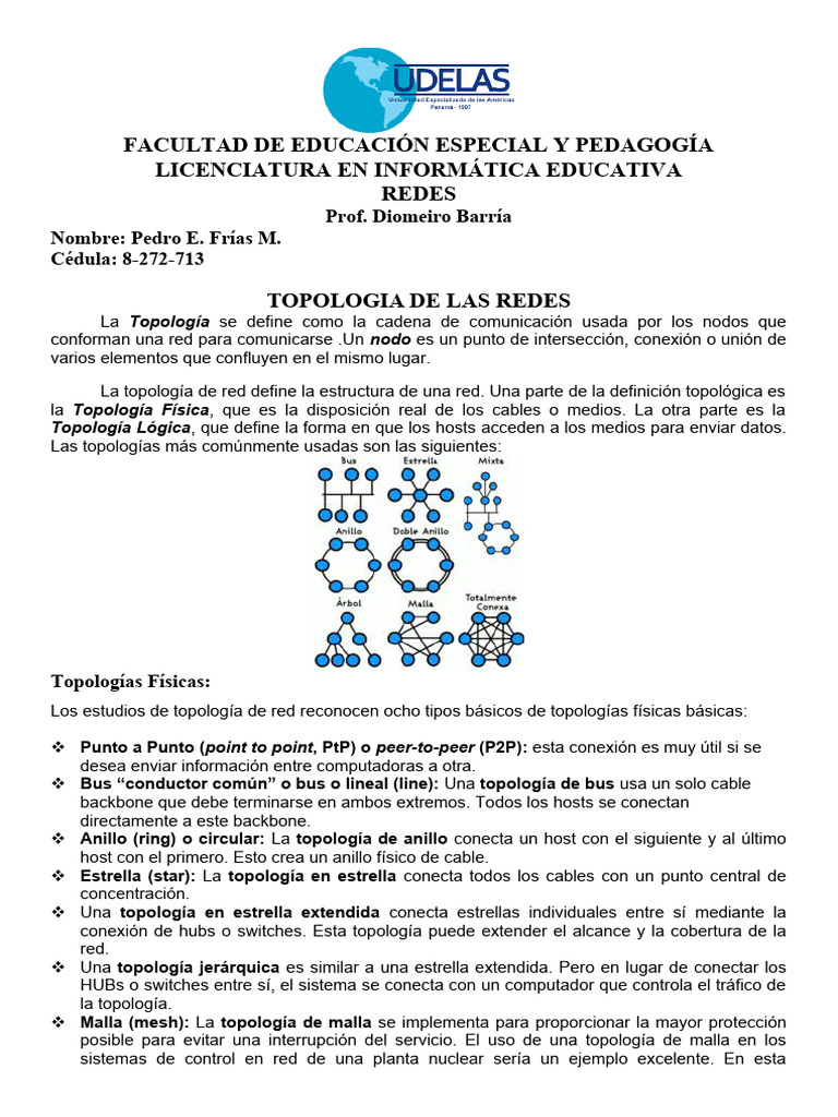 Topologias de Las Redes | PDF | Topología de la red | Red de computadoras