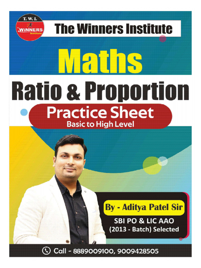 Ratio and Proportion Practice Sheet | PDF | Mathematics | Arithmetic