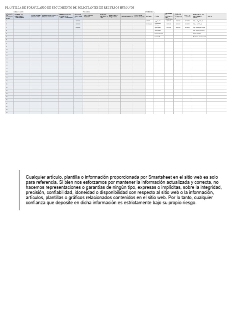 IC HR Applicant Tracking Form Template 27049 ES | PDF