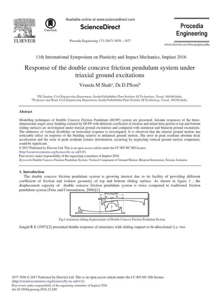 Response of The Double Concave Friction Pendulum System Under Triaxial Ground Excitations | PDF ...