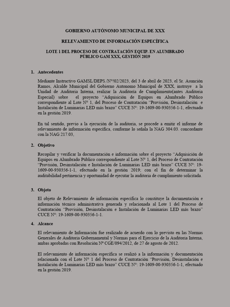Informe RELEVAMIENTO Ejemplo | PDF | Auditoría | Regulación