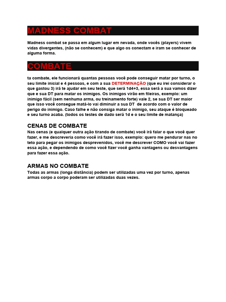 Madness Combat | PDF | Jogos de RPG | Vida