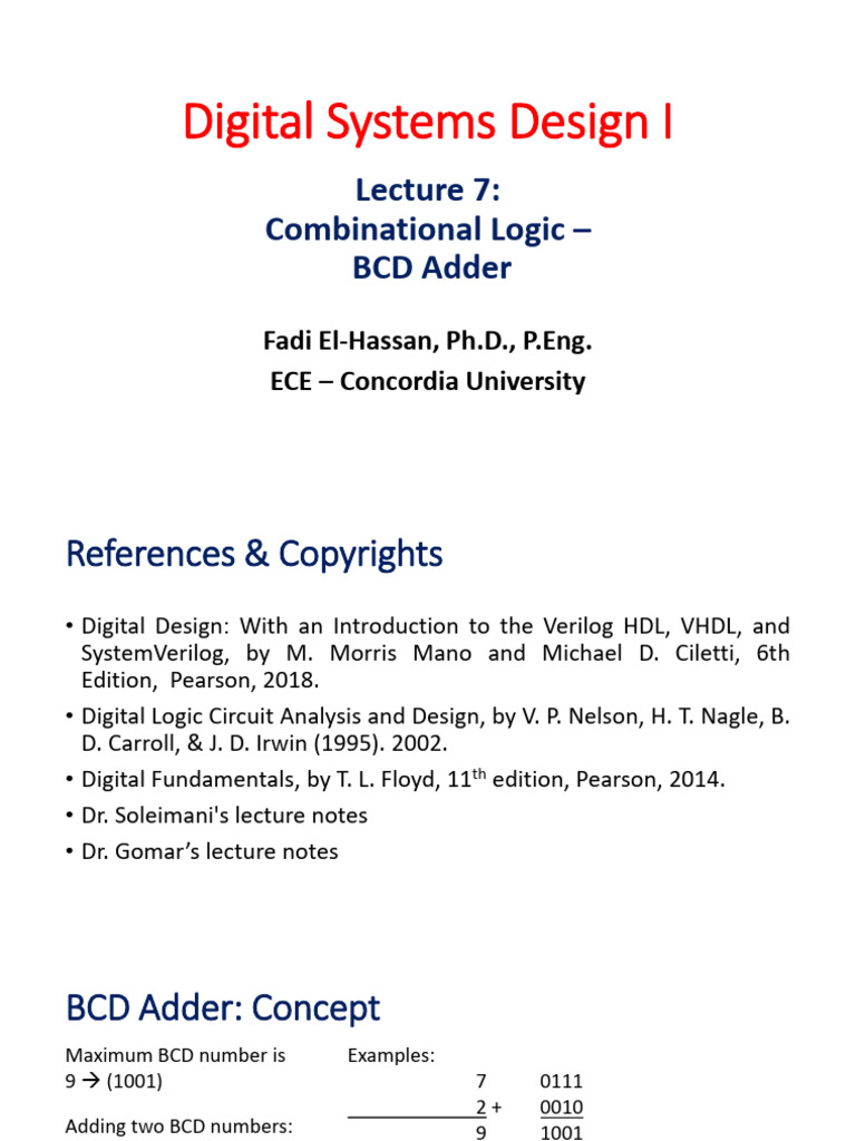 Lec7 BCD Adder | PDF