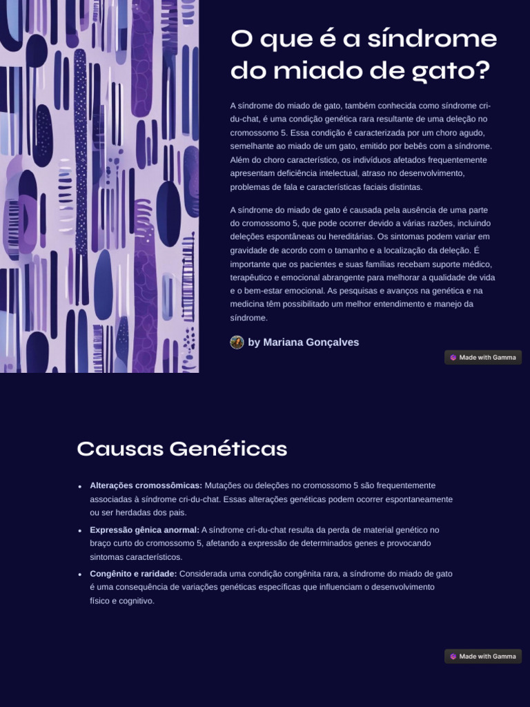 O-que-e-a-sindrome-do-miado-de-gato | PDF | Gatos | Genética