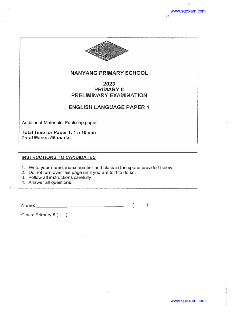 2023 P6 English Prelim Nanyang | PDF