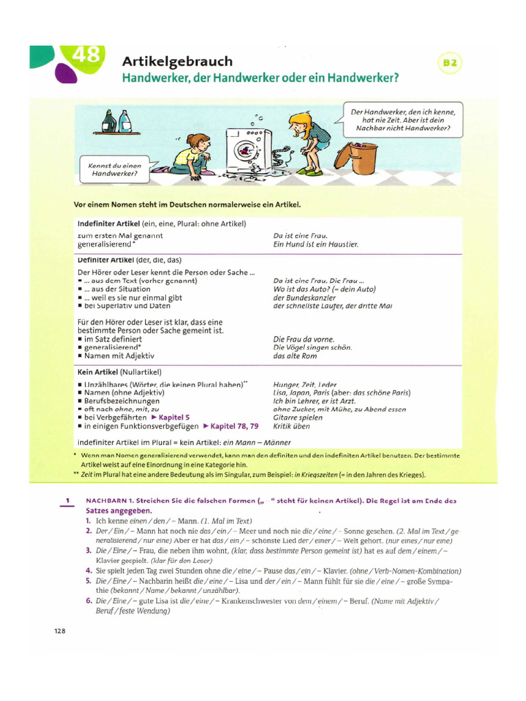 Artikelgebrauch Cornelsen B1 | PDF