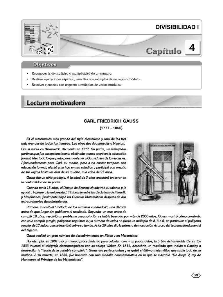 Divisibilidad I: Carl Friedrich Gauss | PDF | División (Matemáticas ...