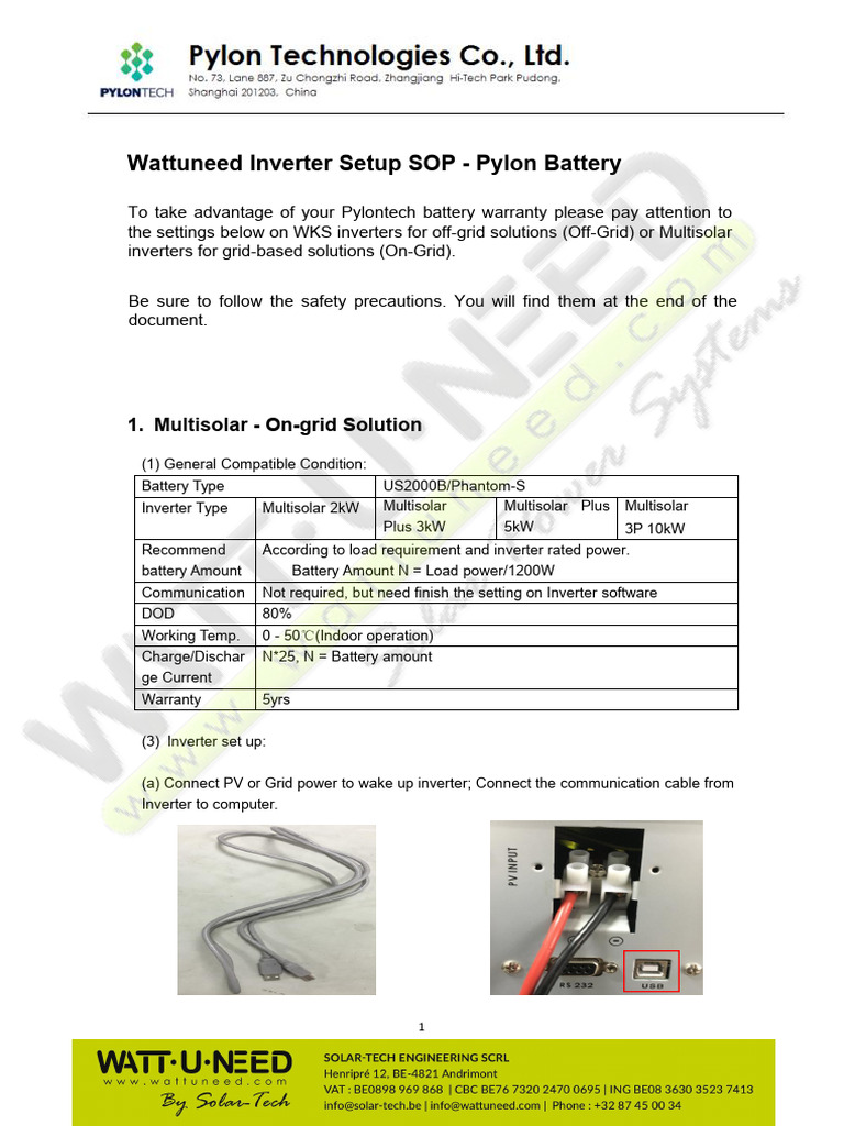 Pylon + Inverter Setup SOP WUN | Download Free PDF | Physical Quantities | Electrical Engineering