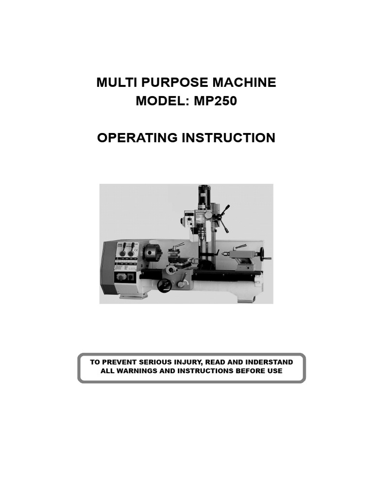MP250 Manual | Download Free PDF | Gear | Screw