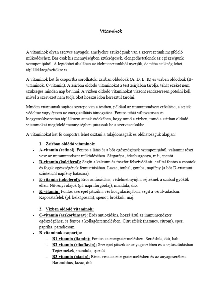 Vitaminok | PDF