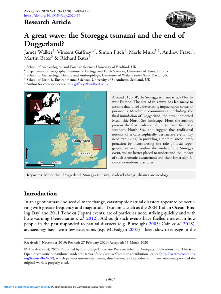 A Great Wave: The Storegga Tsunami and The End of Doggerland? | PDF ...