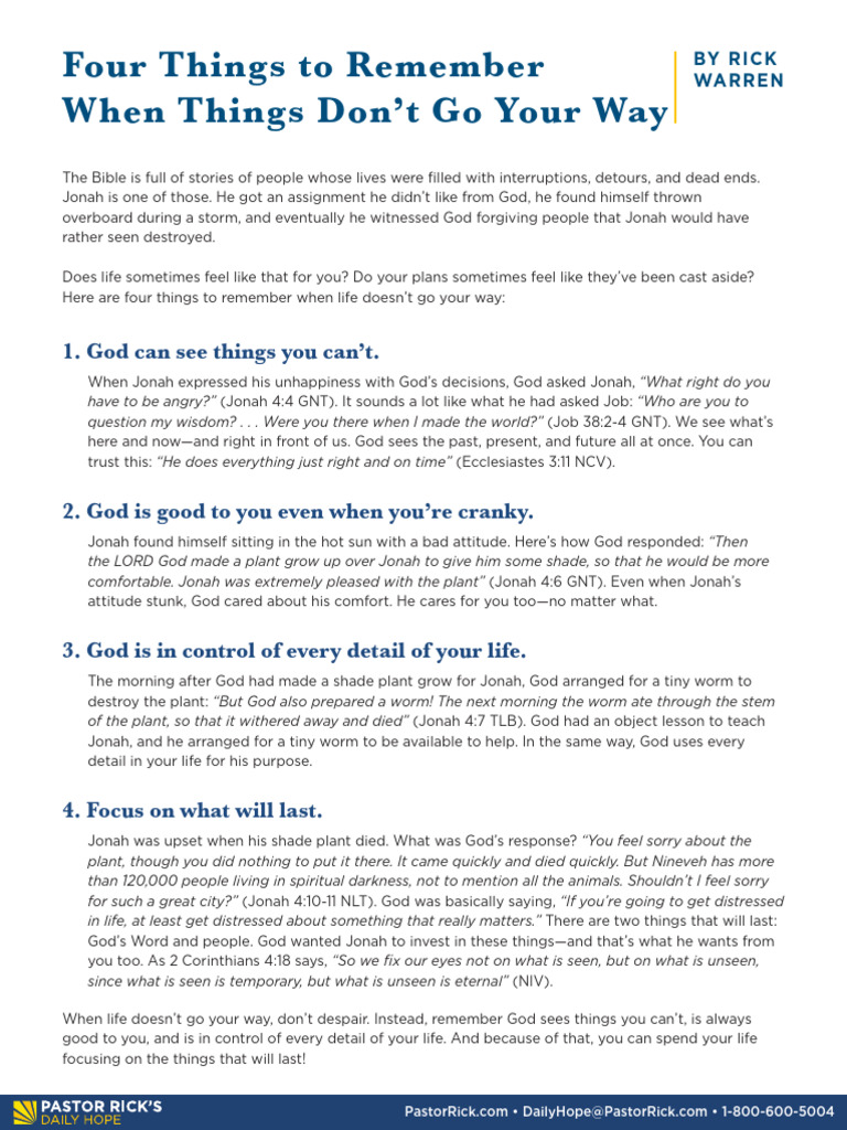 Four Things To Remember When Things Dont Go Your Way | PDF | Jonah