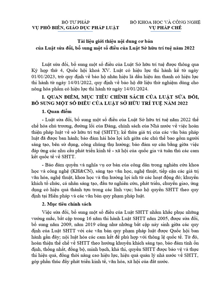 Tai Lieu Gioi Thieu Luat SHTT sd2022 - Final | PDF