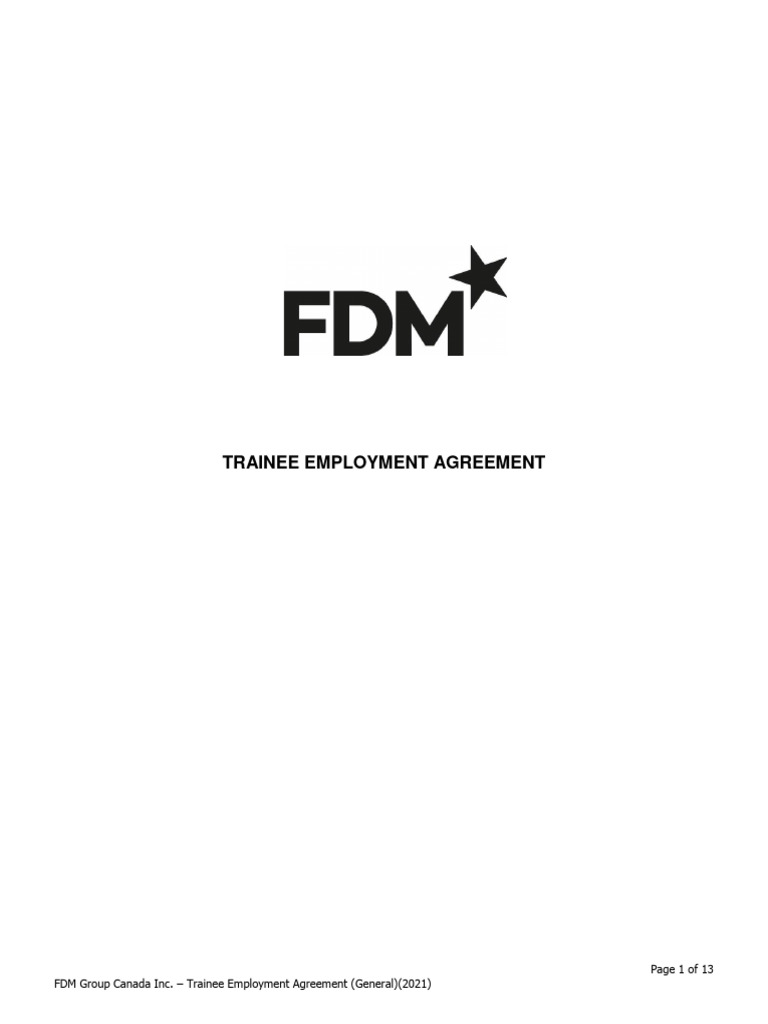 FDM Canada Trainee Employment Terms | PDF | Breach Of Contract | Damages