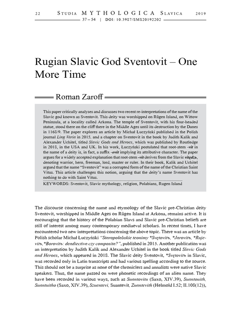 Revisiting Sventovit's Etymology | PDF | Slavs