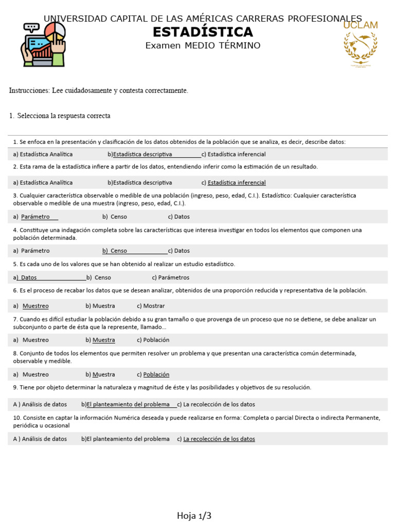 Ex.final Estadística | PDF | Estadísticas | Muestreo (Estadísticas)