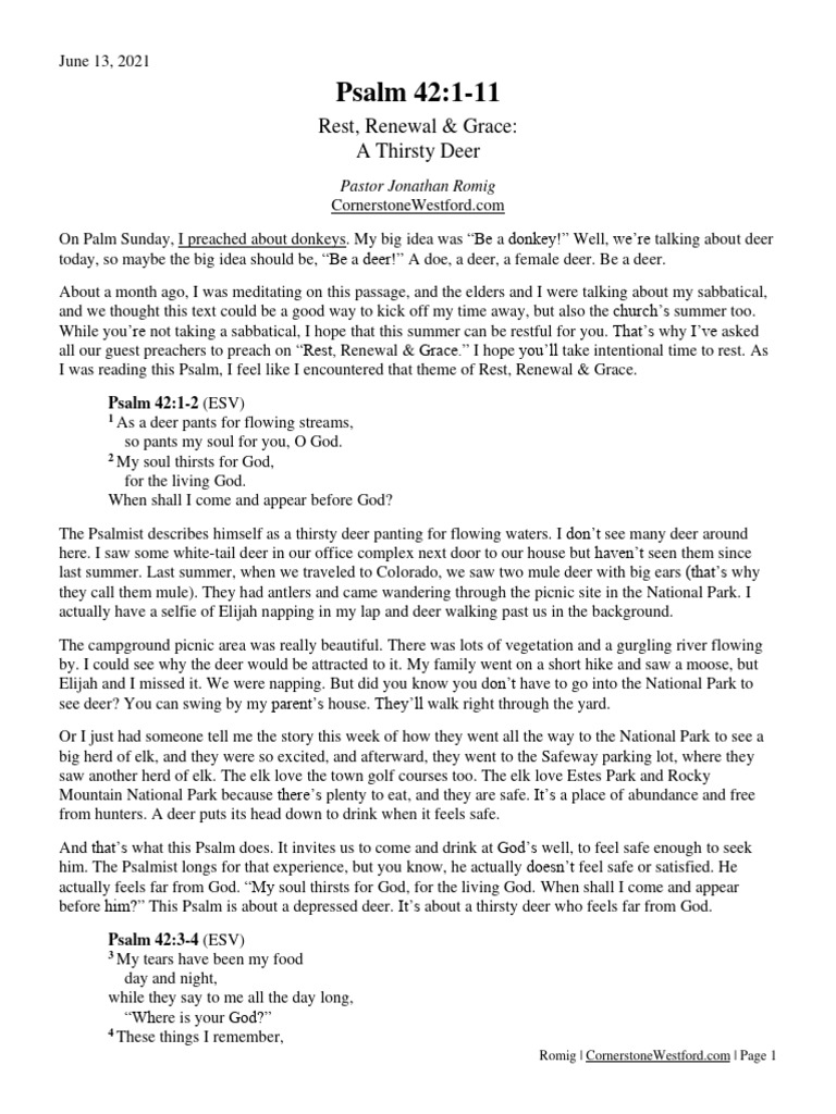 Thirsting for God: Psalm 42 Reflection | PDF | Jesus | Sermon
