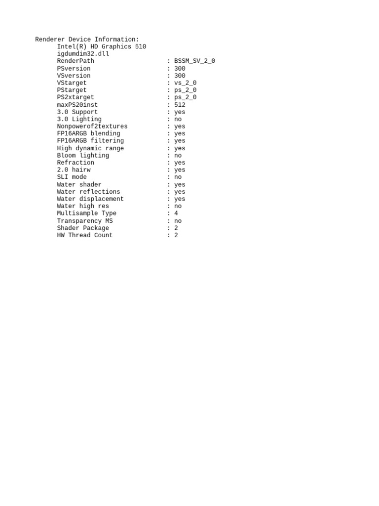 Intel HD Graphics 510 Device Specs | PDF