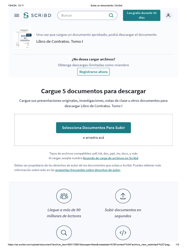 Cargar Documento | PDF | Scribd | Sitios web