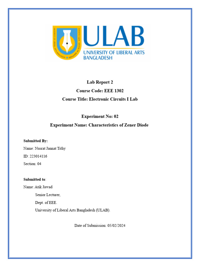 EEE1302 - Lab No 02 | PDF | Diode | P–N Junction