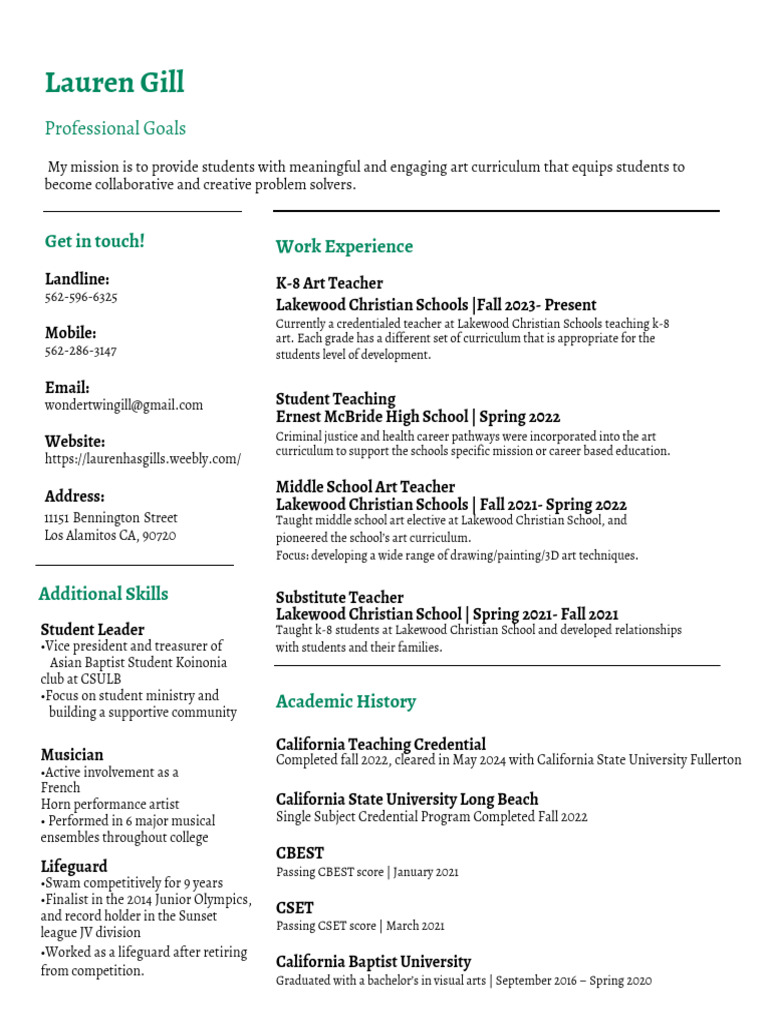Lauren Gill Resume | PDF | Teachers