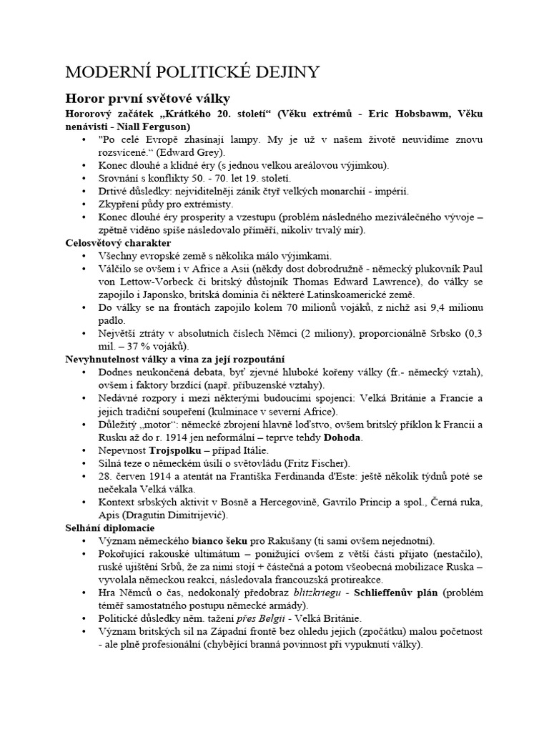 Moderní Politické Dejiny | PDF