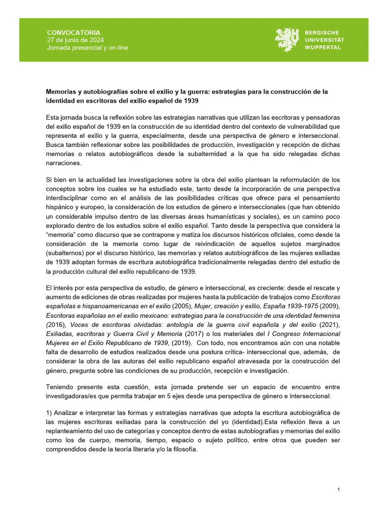 Memorias y Autobiografías Sobre El Exilio y La Guerra: Estrategias para La Construcción de La ...