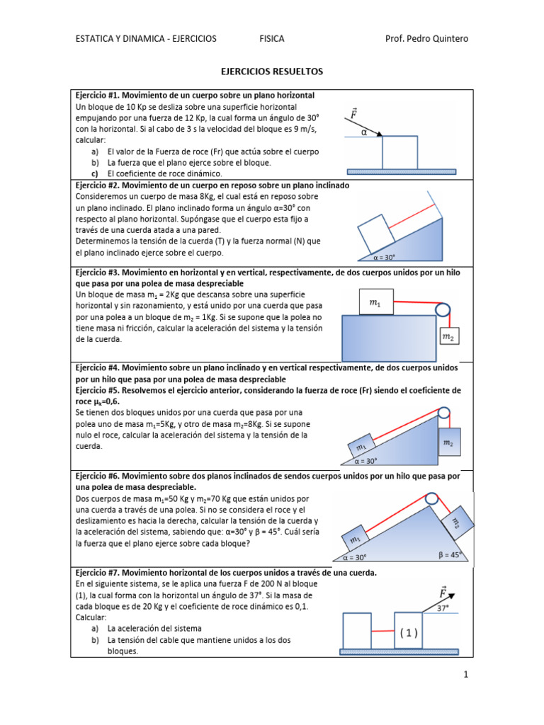 Estatica - Dinamica - Ejercicios Resueltos | PDF | Fricción | Fuerza