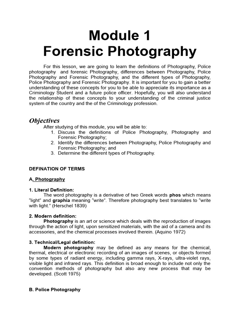 Module 1 in Forensic Photography | PDF | Digital Single Lens Reflex ...