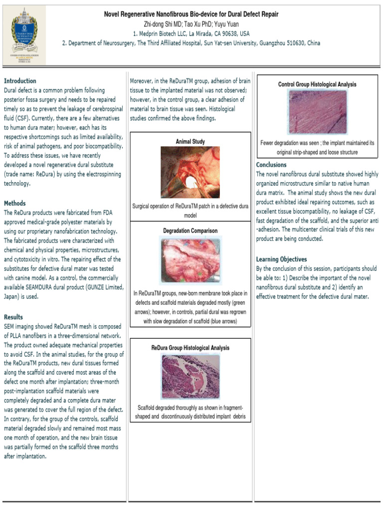 Novel Regenerative Nanofibrous Bio-Device For Dural Defect Repair | PDF ...
