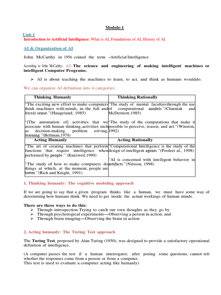 AI & ML - Module-1 | PDF | Artificial Intelligence | Intelligence (AI) & Semantics