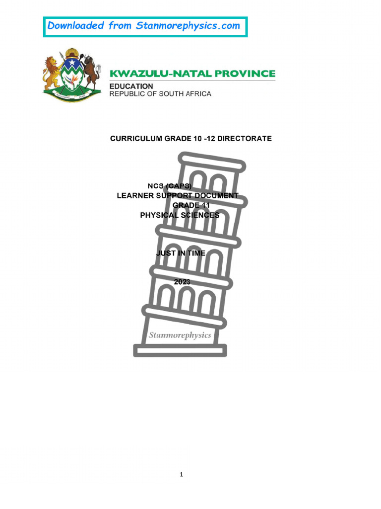 JIT Physical Science Grade 11 LEARNER Document 2023 | PDF