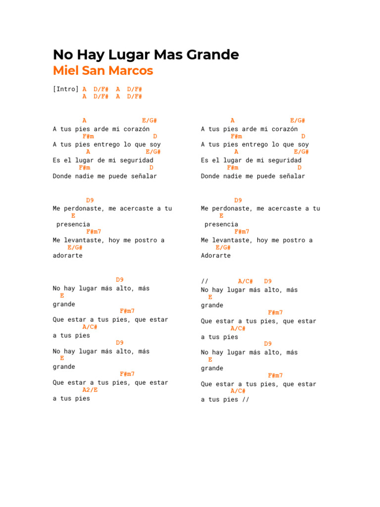 Acordes (No Hay Lugar Mas Alto) | PDF