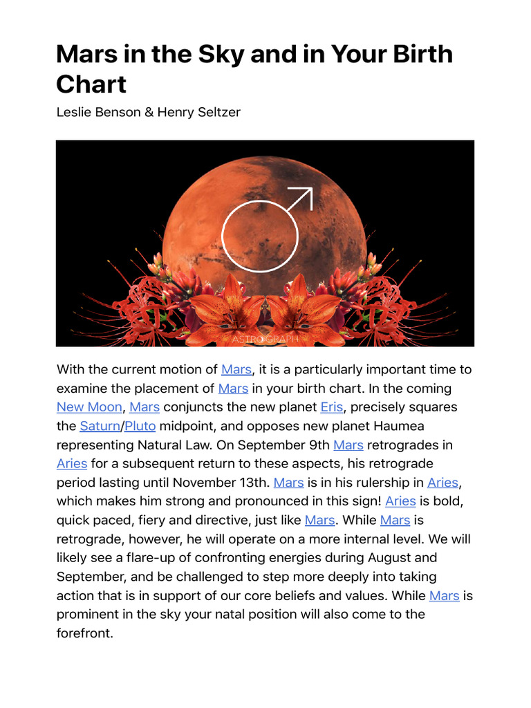 ASTROGRAPH - Mars in The Sky and in Your Birth Chart | PDF | Horoscope ...