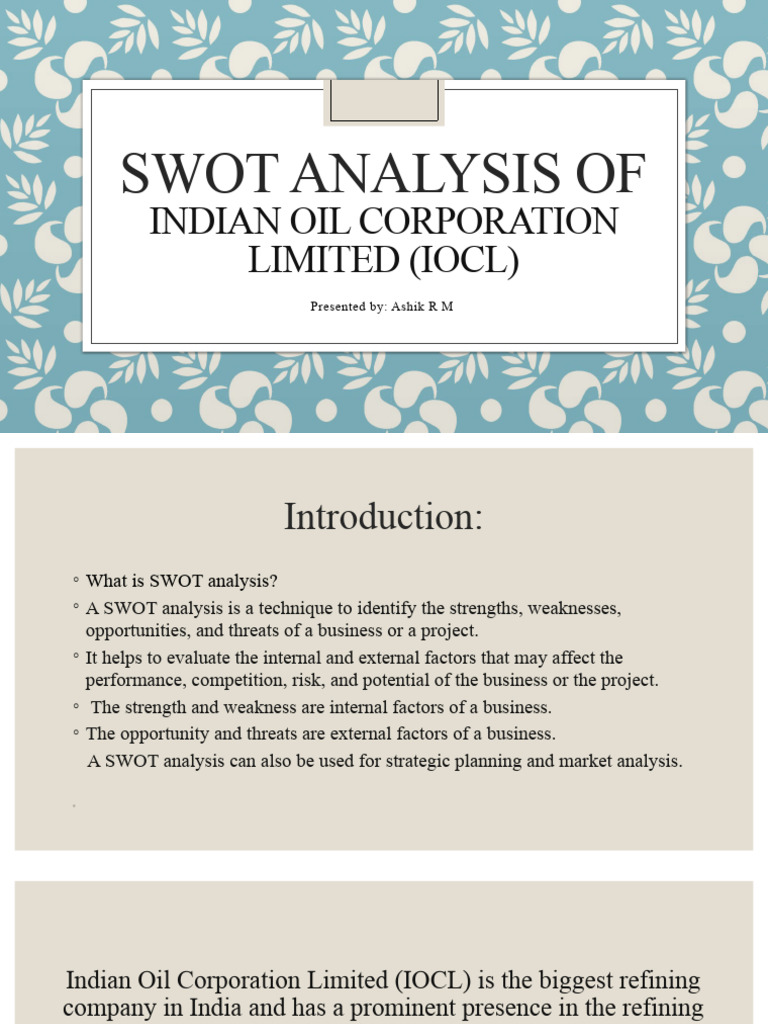 Swot Analysis of Indian Oil Corporation Limited - BE | PDF | Business ...