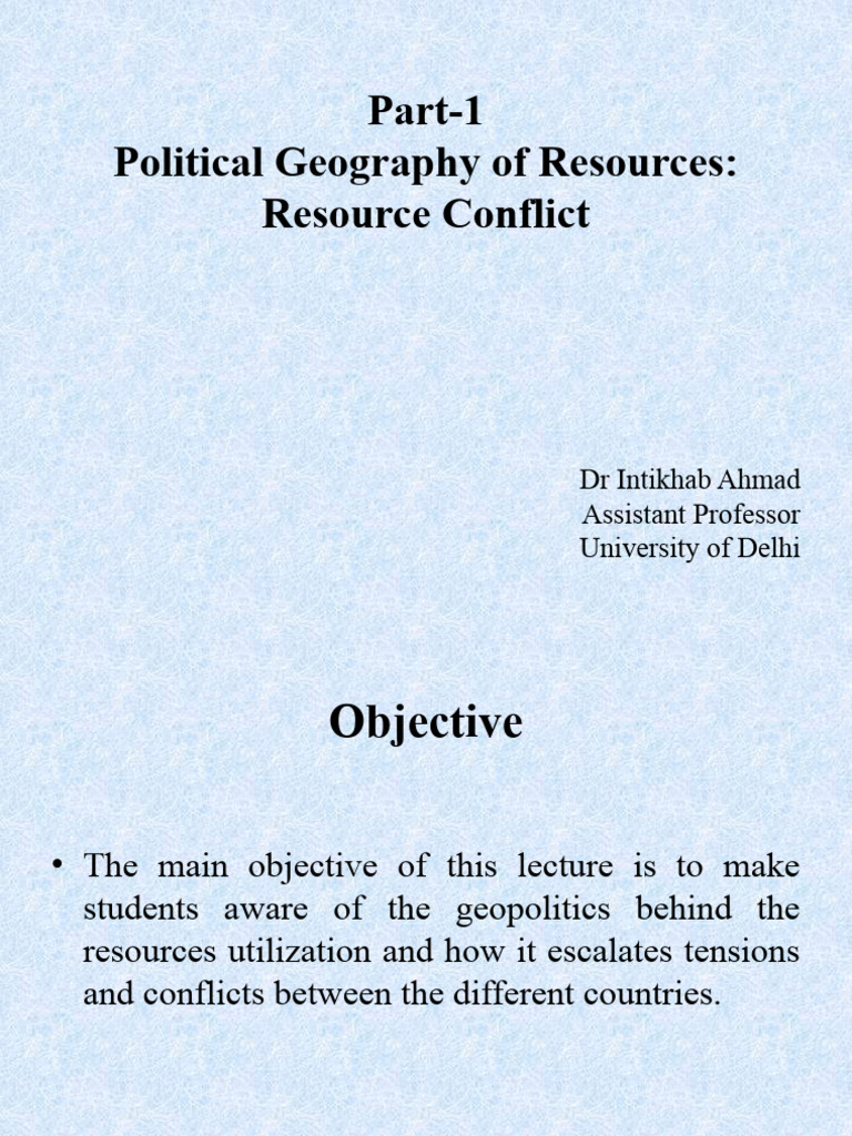 Political Geography of Resources and International Water Conflicts ...