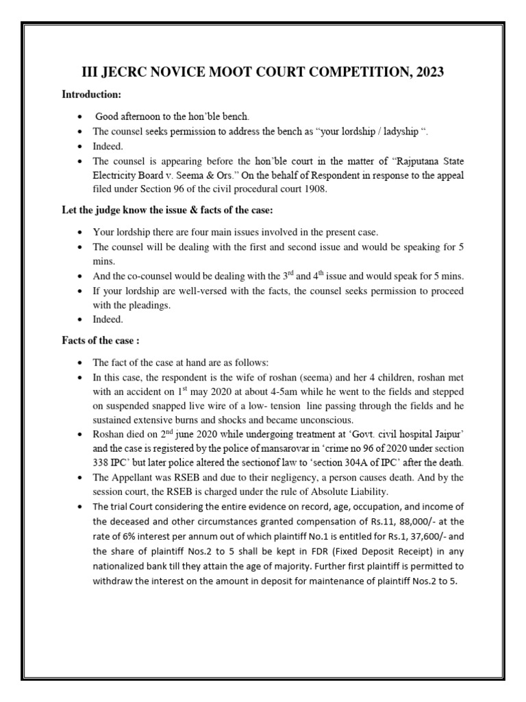 Speech for Respondent. | PDF | Negligence | Duty Of Care