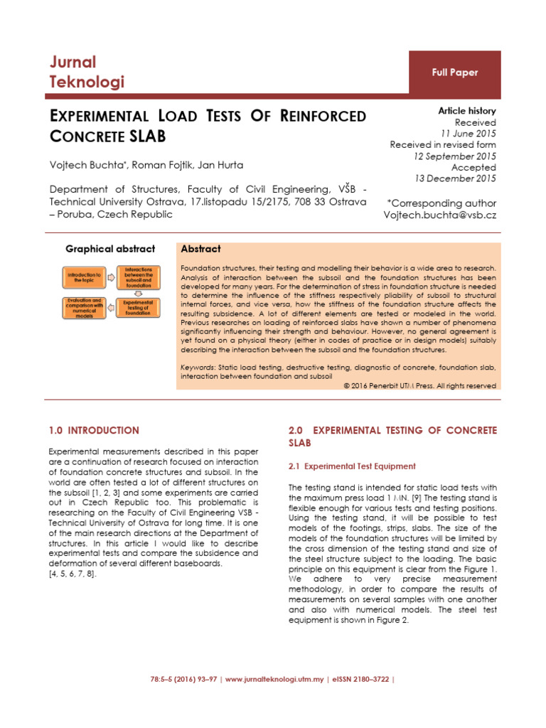 Experimental Load Tests Of Reinforced Concrete Slab Pdf Deformation Engineering Concrete
