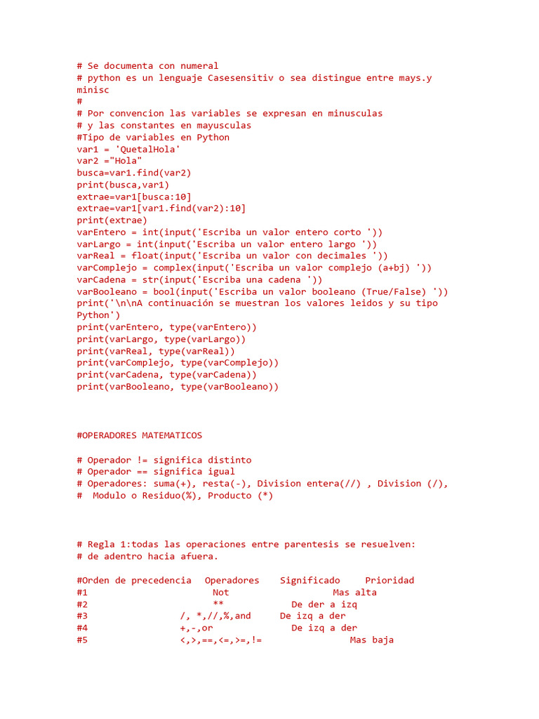 VARIABLE en PYTHON | PDF