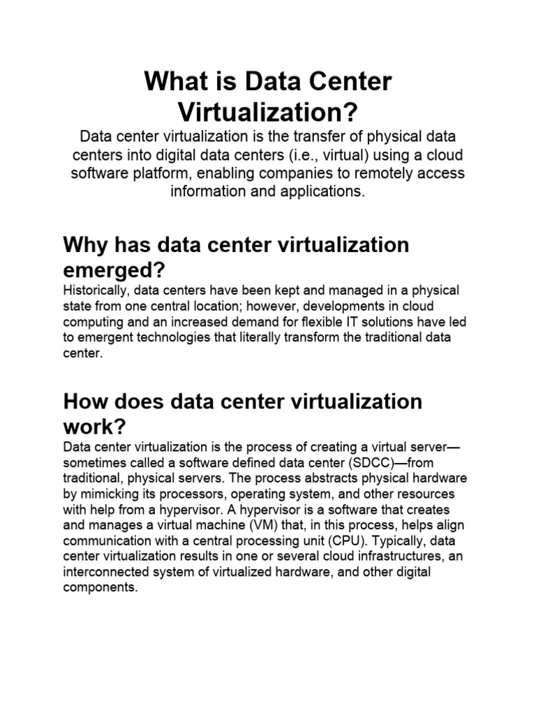 Data Center Virtualization | PDF | Cloud Computing | Virtualization