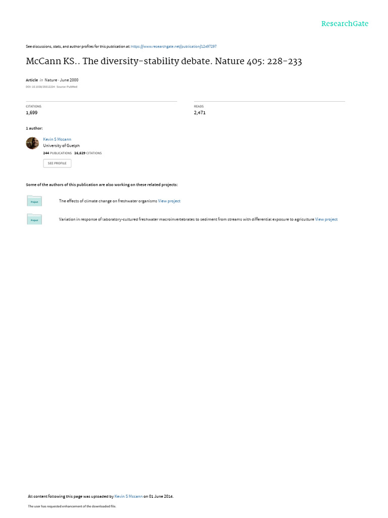 Ecologists' Diversity-Stability Debate | PDF | Ecology | Biodiversity