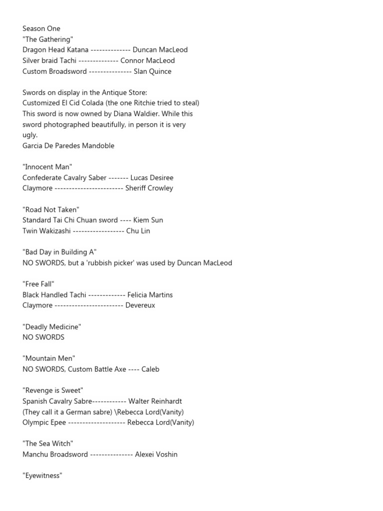 Highlander Swords | PDF | Sword | Melee Weapons