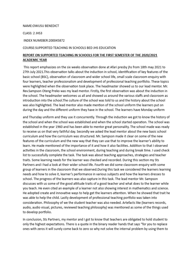 STS Report | PDF | Learning | Schools