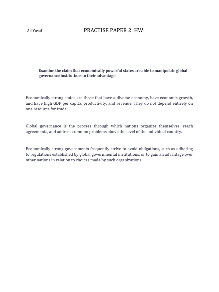 Paper 2 Practice HW - Examine | PDF | Politics