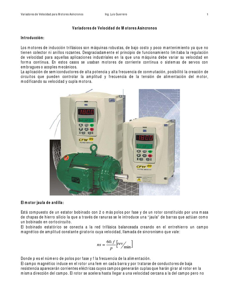 Variadores de Velocidad de Motores Asíncronos | PDF | Ingenieria Eléctrica | Electricidad